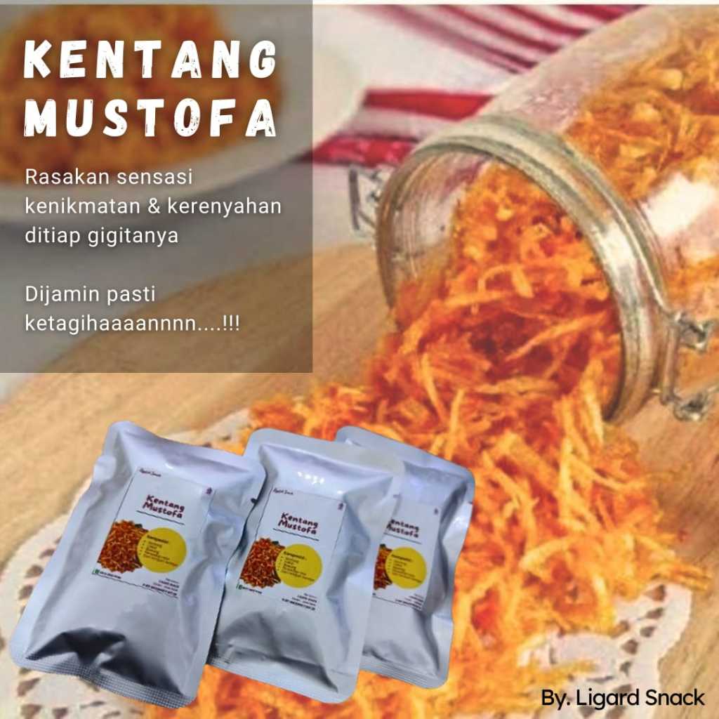 Mustofa balado potato snacks packaged in a economical sachet containing ...