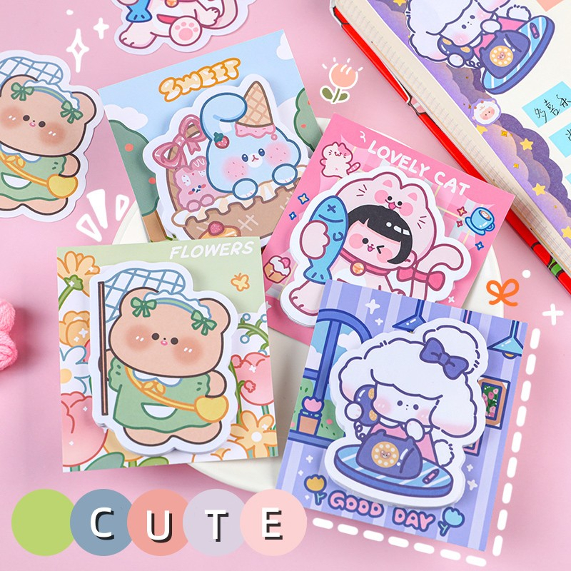 (G2024) Sticky Notes Cartoon Motif Paper / Sticky Memos Character Notes ...