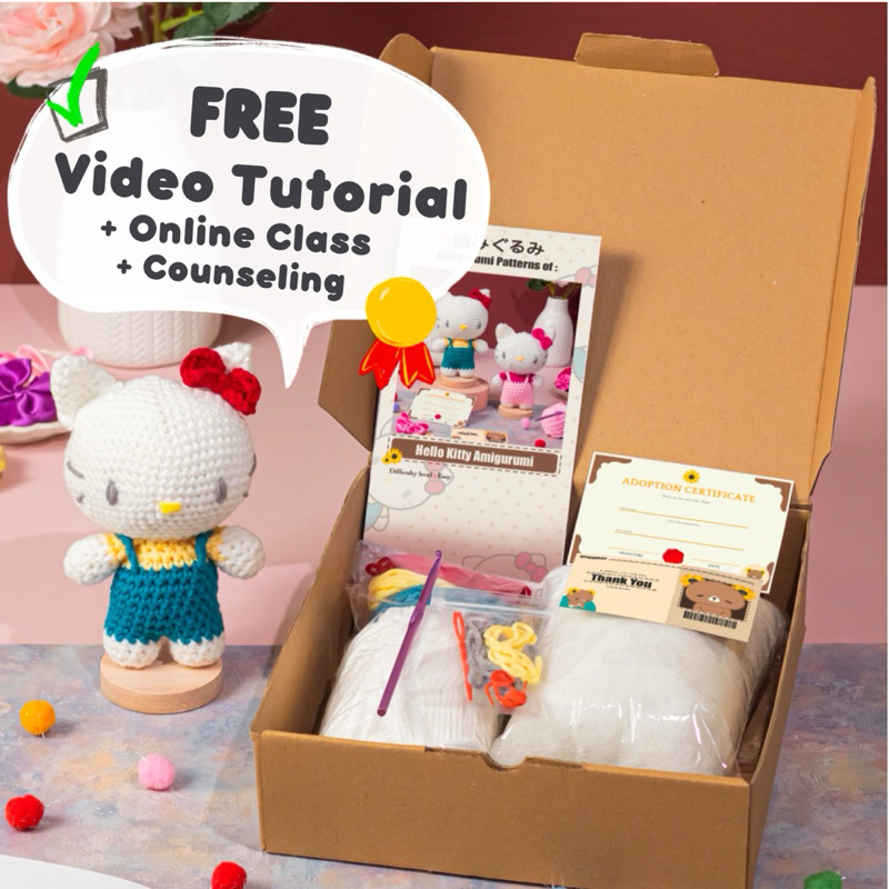 DIY Crochet Hello Kitty Amigurumi Kit / Do It Yourself Sanrio Hello ...