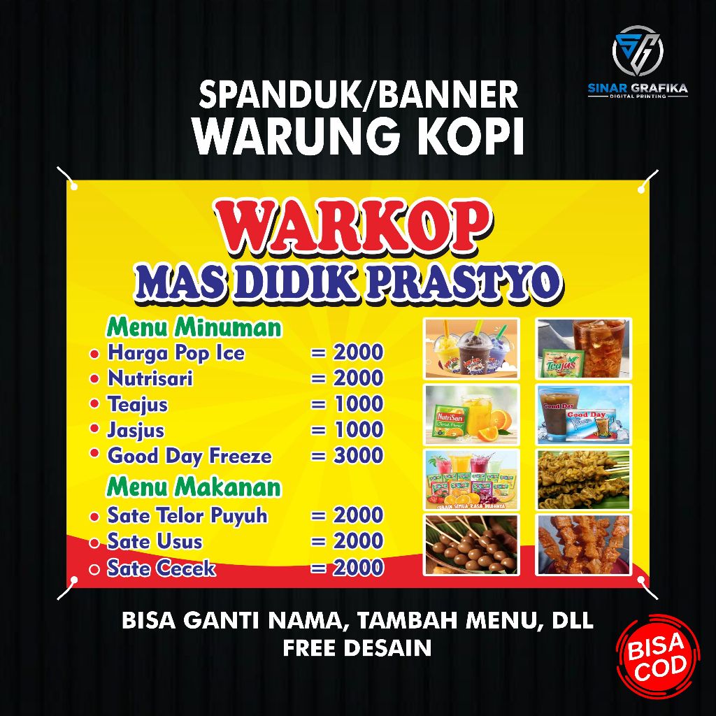 Print WARKOP BANNER | Coffee SHOP BANNER | Custom DESIGN | Free DESIGN ...