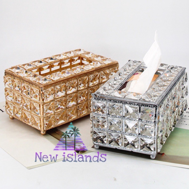 Art C93X crystal tissue box, bead tissue box, tissue box, gold tissue ...
