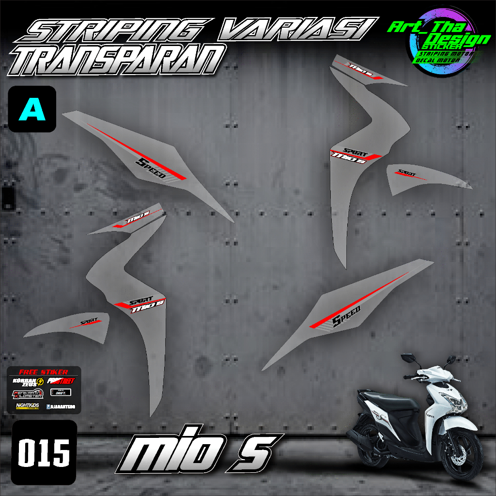 (CAN C0D) 015 TRANSPARENT UV Sticker YAMAHA MIO S-Cool Graphic ...