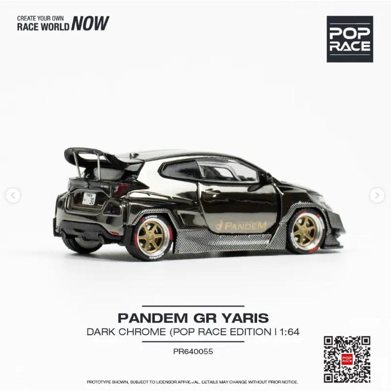 Pop Race 1/64 PR64055 Pandem GR Yaris Dark Chrome Global Version Gold ...