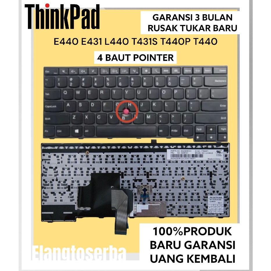 Lenovo Thinkpad E440 E431 L440 T431S T440 T440P Black 4 BOLT Keyboard ...