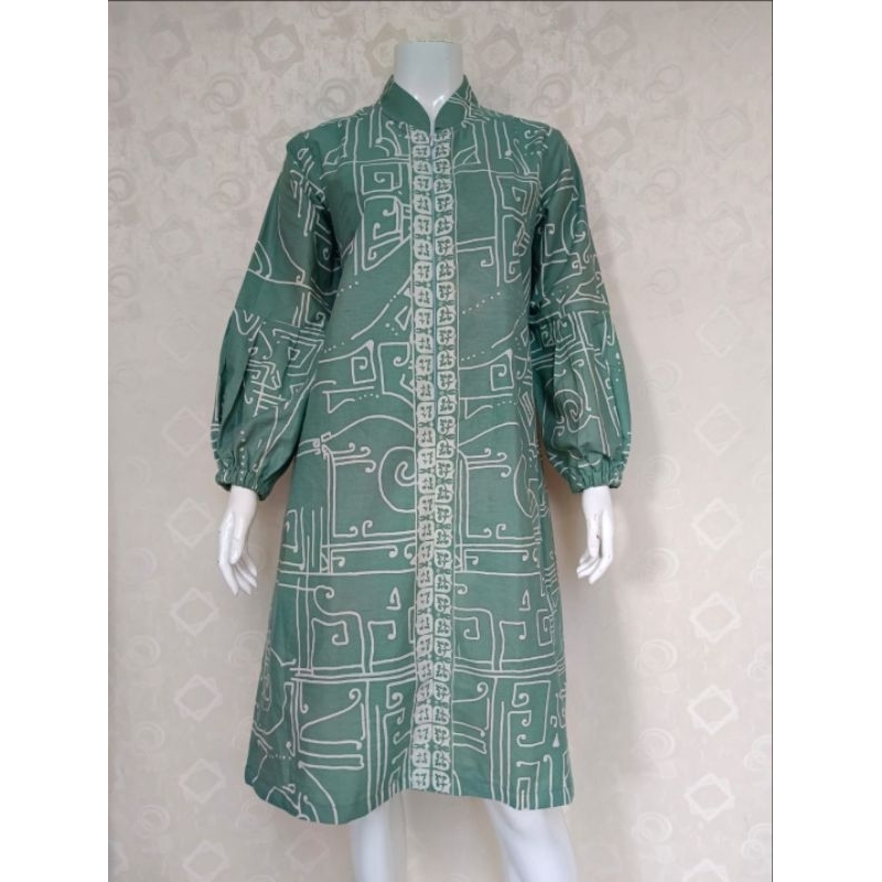 Batik TUNIC DRESS LONG SLEEVES BATIK OFFICE UNIFORM M731 | Shopee ...