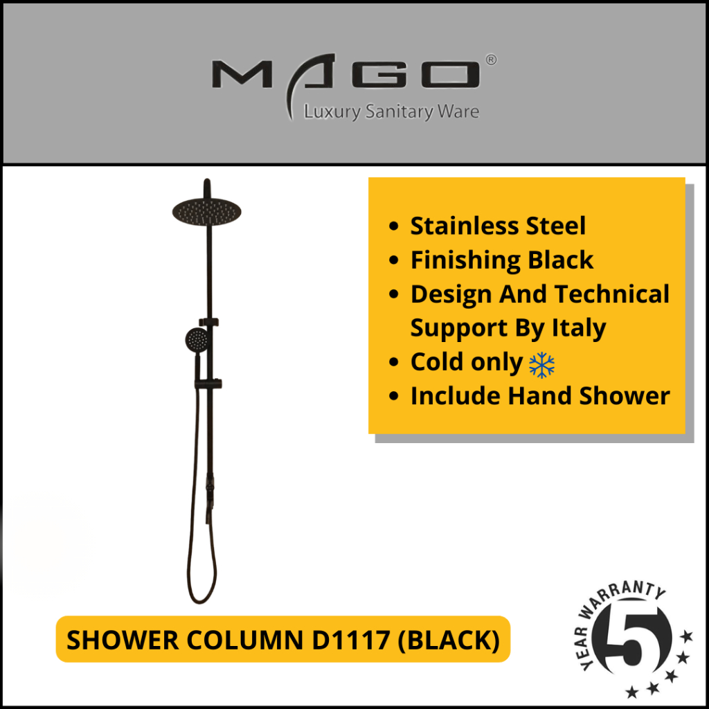 Mago Shower Column Set/ Shower Pole Set D1117 (Black) Cold Only ...