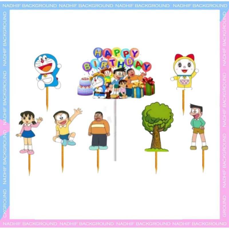 Doraemon CHARACTER TOPER BIRTHDAY CAKE STICK DECORATION | Shopee ...