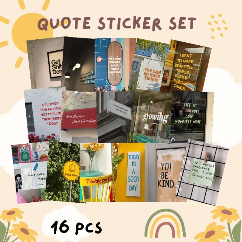 16pcs quote aesthetic sticker SET/sticker quotes/aesthetic quote ...