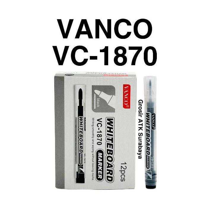 PUTIH HITAM (GET 1 PCS) VANCO WHITEBOARD MARKERS VC-1870 Erasable White ...