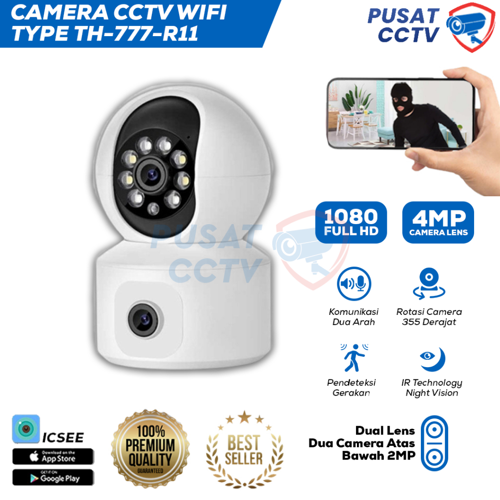 Cctv WIFI CAMERA INDOOR PTZ DUAL LENS 4MP ICSEE APPLICATION || Colored ...