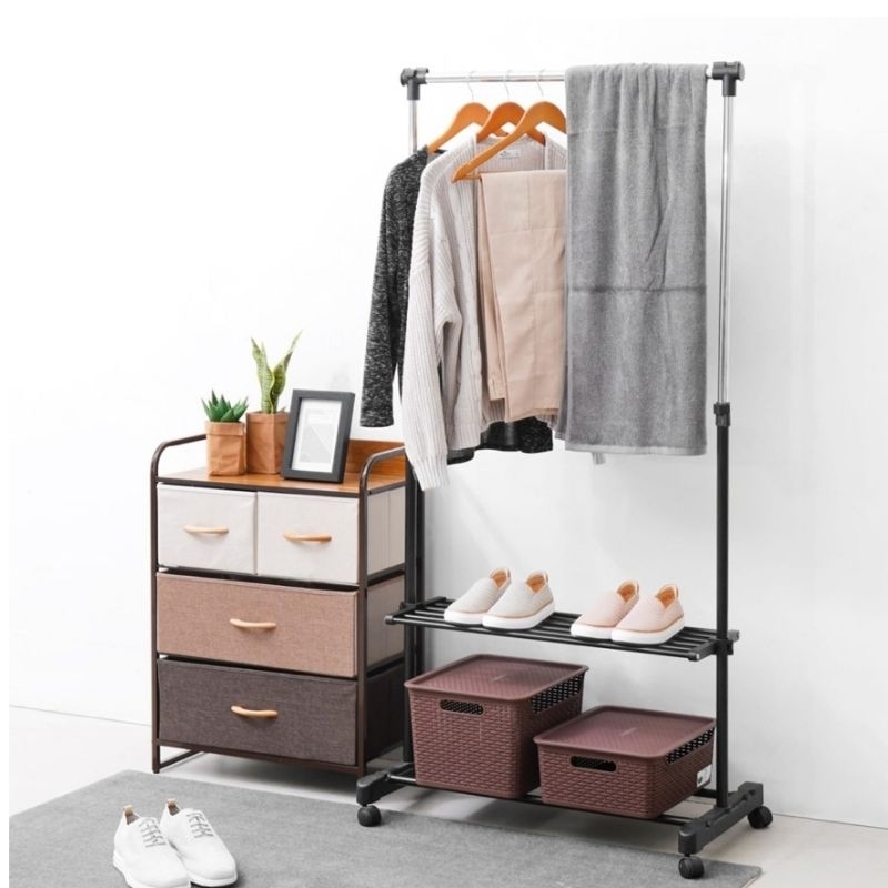 Informa Garment Rack with 2 Shelves Hanging Clothes Rack | Shopee ...