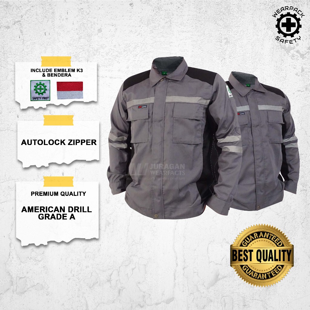 HITAM Long Sleeve Work Wearpack/Safety Wearpack Gray Black Combination ...