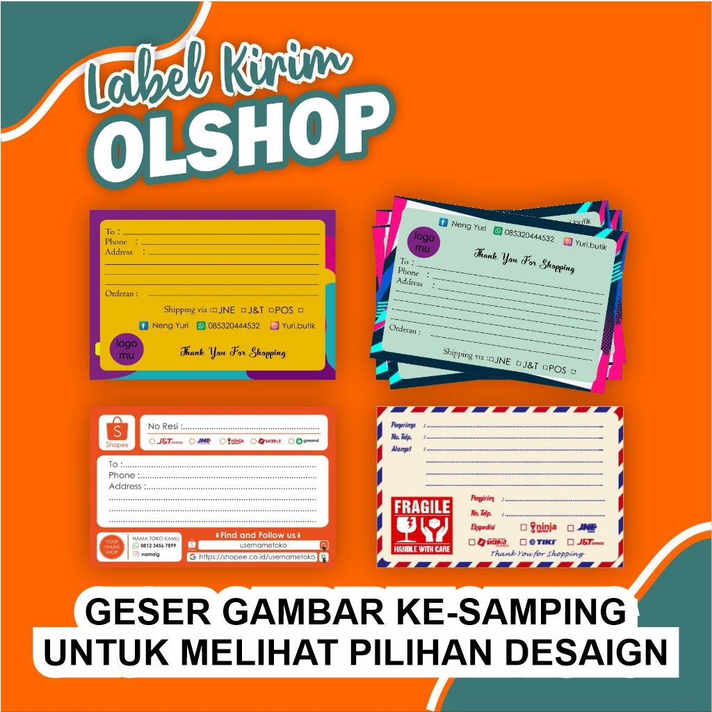 50PCS OLSHOP CUSTOM DELIVERY LABEL STICKERS FREE DESIGN TEMPLATE ...