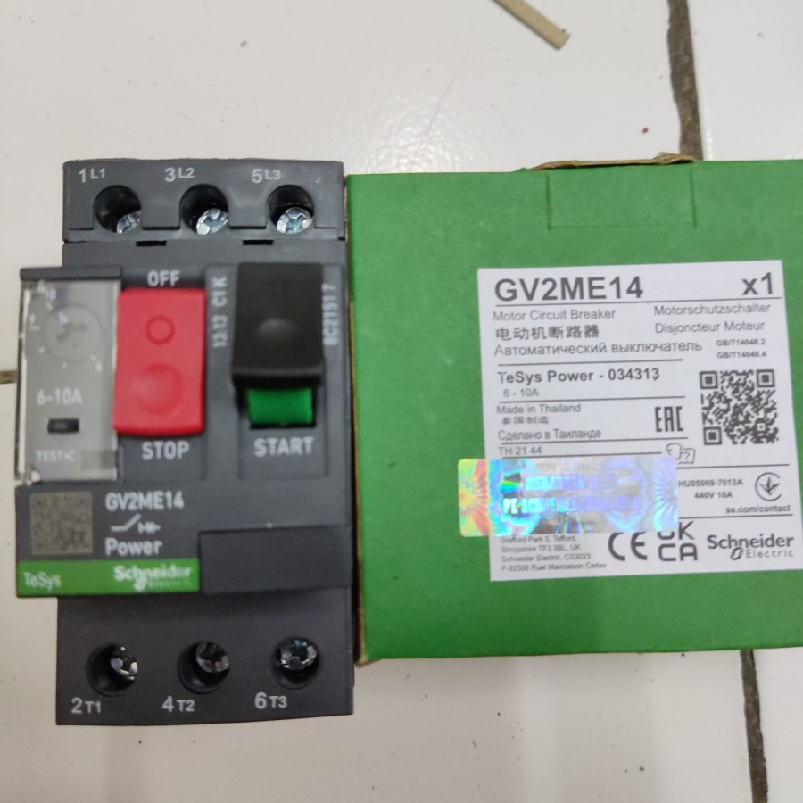 Motor Circuit Breaker Schneider gv2me 14 GV2ME14 4A-6.3A 3KW | Shopee ...