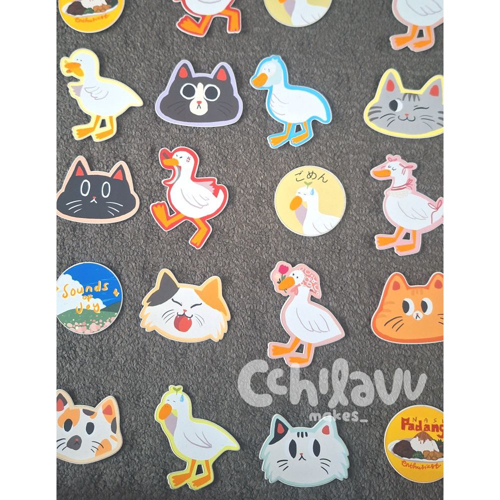 CCHILVMAKES_ Assortment Sticker Die Cut / Single Sticker Duck Cat Rice ...