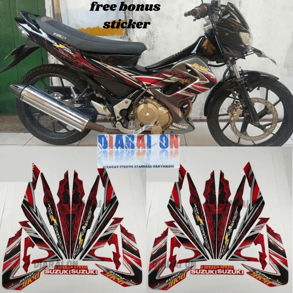 MERAH Suzuki Satria Fu 2011 Sticker Striping - Satria F150 Barong Red ...
