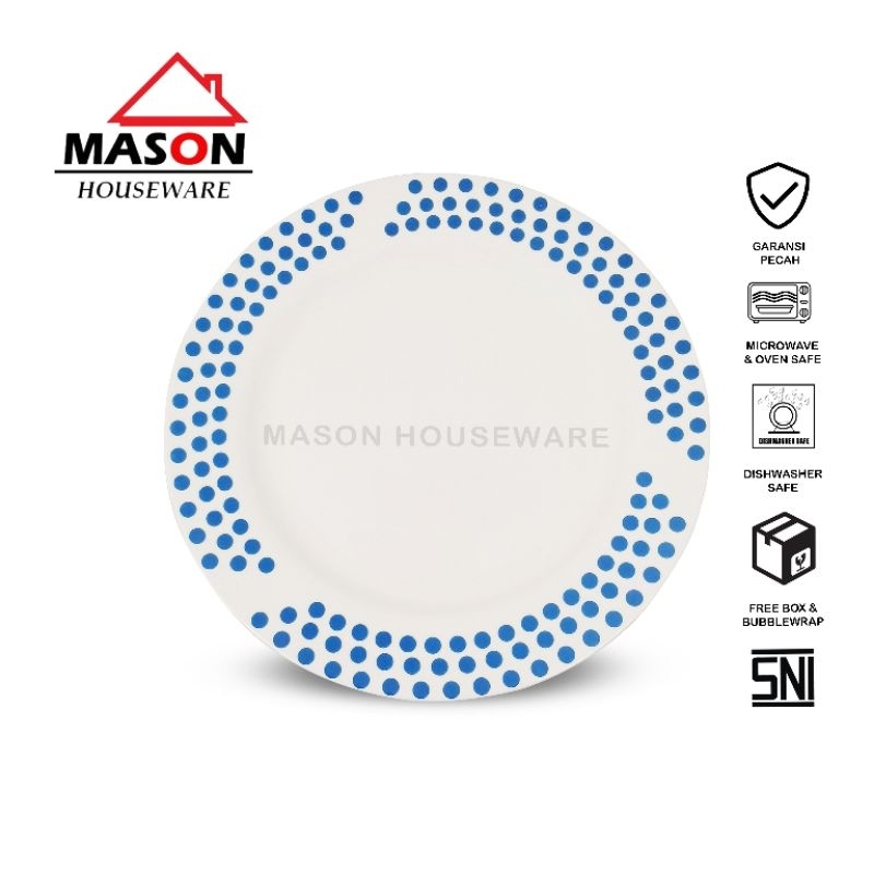 Mason Porcelain Ceramic Plate/Flat Plate/Dinner Plate Blue Motif Round ...