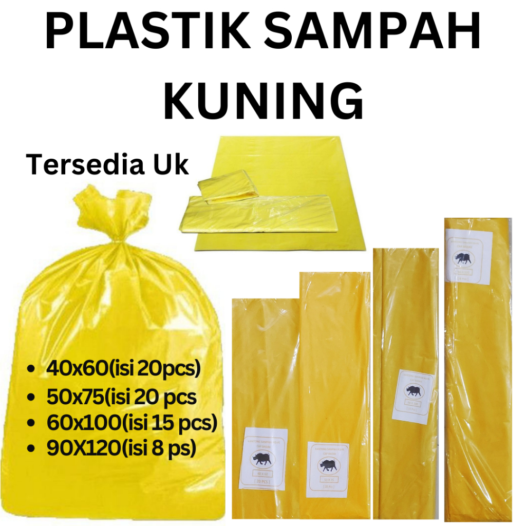 Yellow Plastic Trash 90x120 (8pcs) / 80x100 (10pcs) / 60x100 (15pcs ...