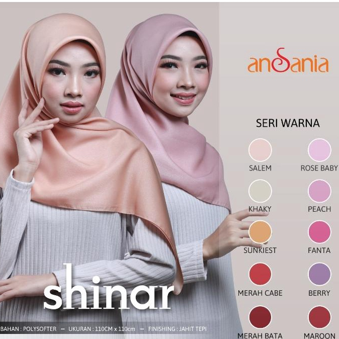 Shinar Glamor Rectangular Hijab Most Complete Colors Size 110cm x 110cm ...