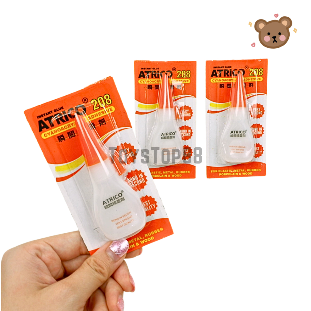 Korean Glue Atrico 208 Renceng Bottles 5 gr / Super Power Glue Liquid ...