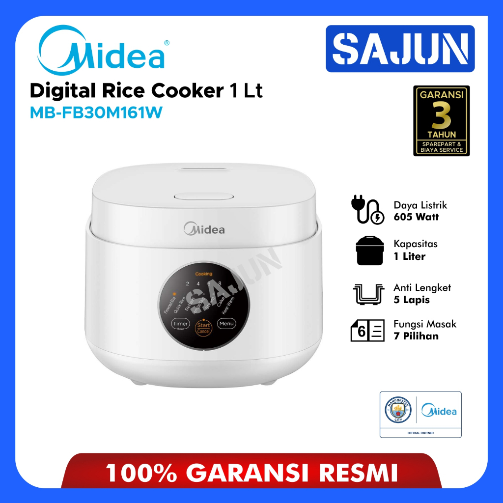 Midea Digital Rice Cooker 1L - MB-FB30M161W- 5 Layer and 7 Menu Presets ...