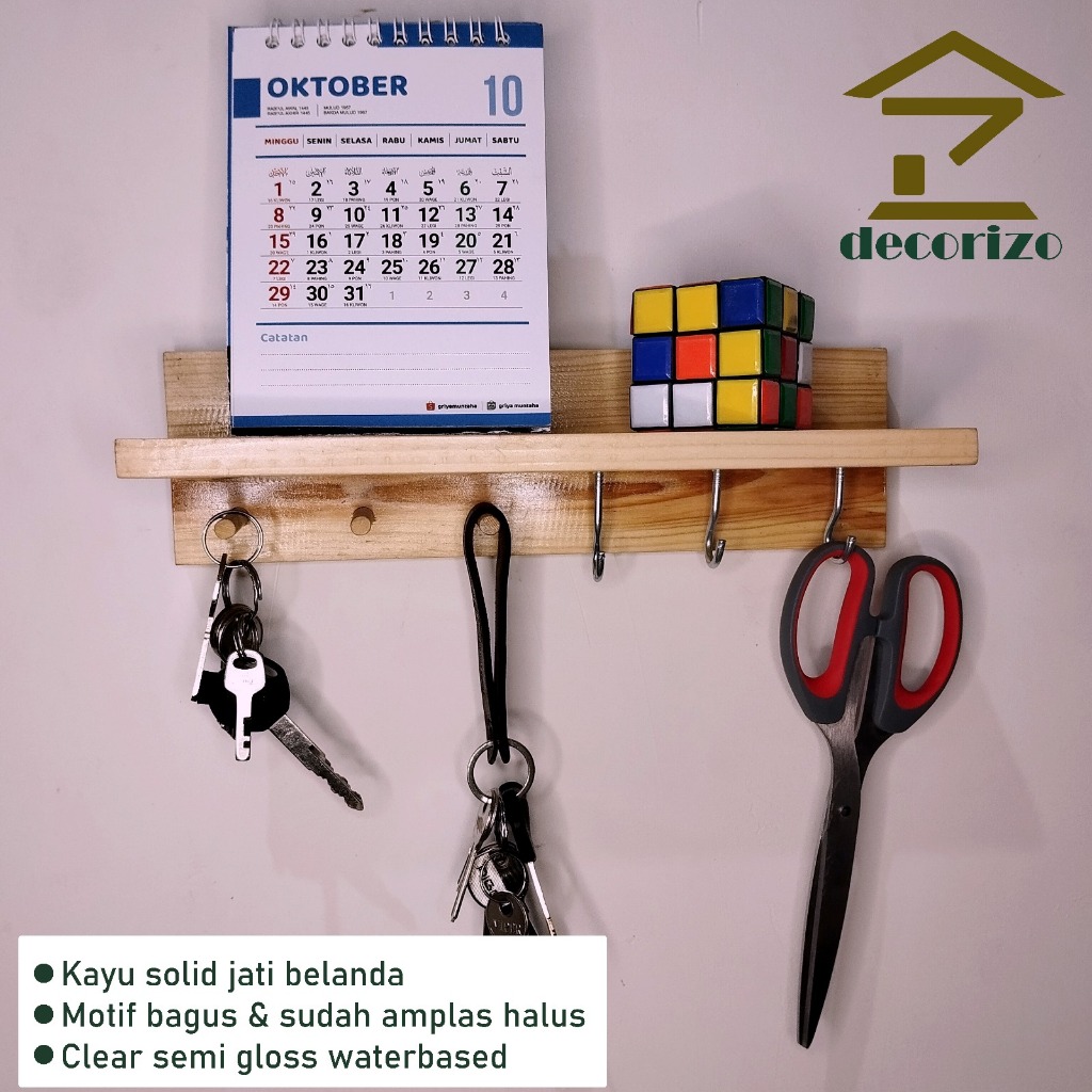 GANTUNGAN KAYU Key Rack RACI Key Hanger Key Holder Pine Wood Dutch Teak ...