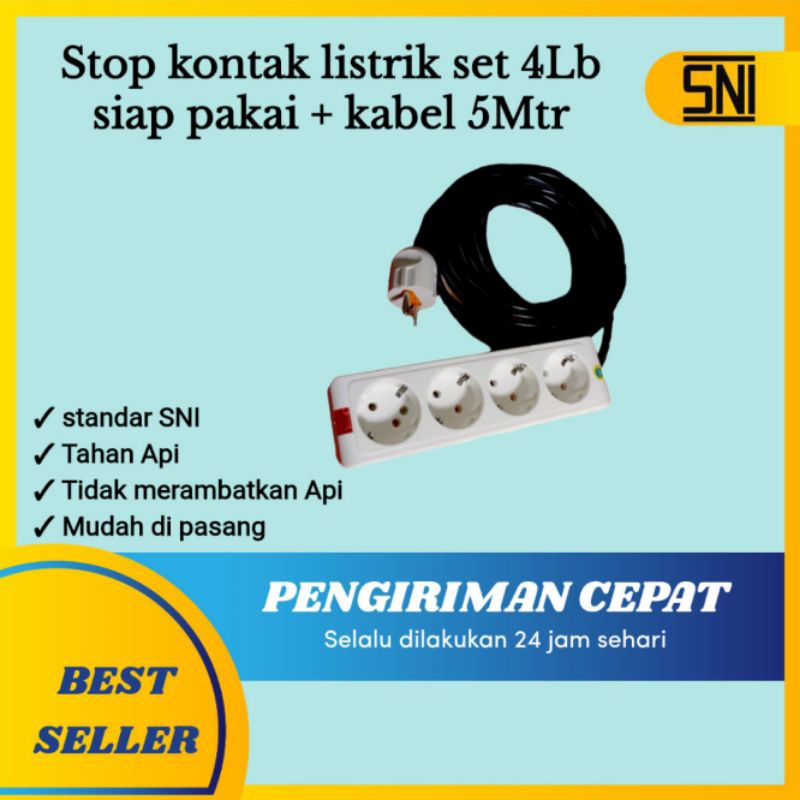SNI electrical socket set of 4 holes ready to use + 5 mtr cable ...