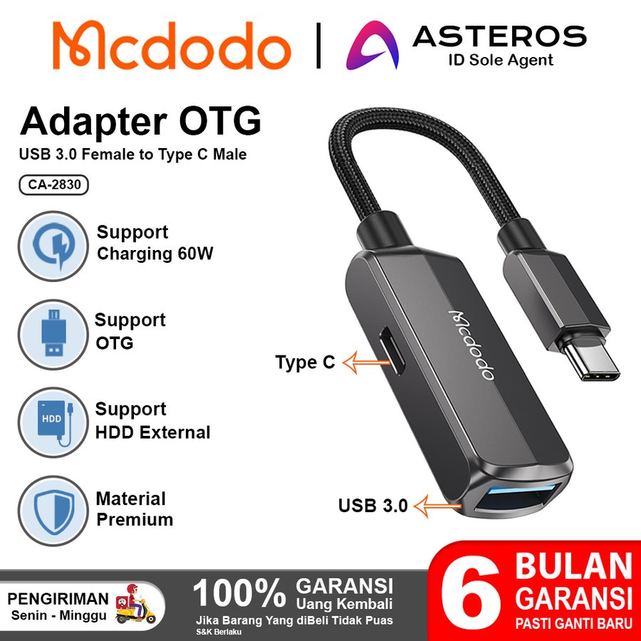 Mcdodo Adapter OTG 2in1 Type C to USB 3.0 Female Data Transfer CA-2830 ...