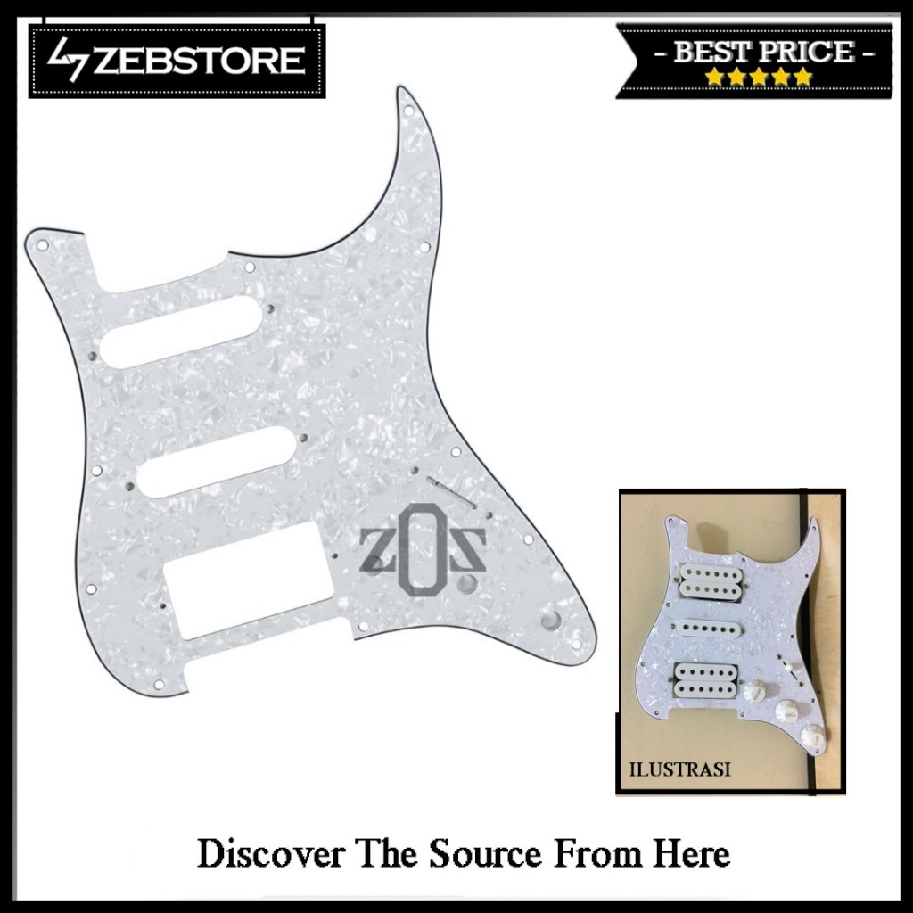 Pickguard Guitar Body Protector Stratocaster Pearl White 11H SSH 4Ply ...