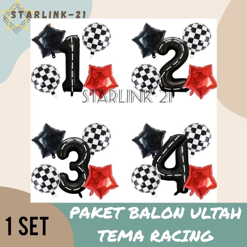 Racing Theme Number Balloon Pack | Racing Theme Kids Birthday ...