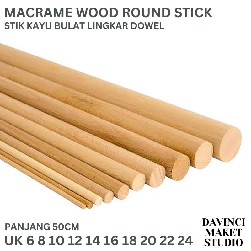 Macrame Wood Round Stick - Round Wooden Stick Circle Dowel Diamater 6mm ...