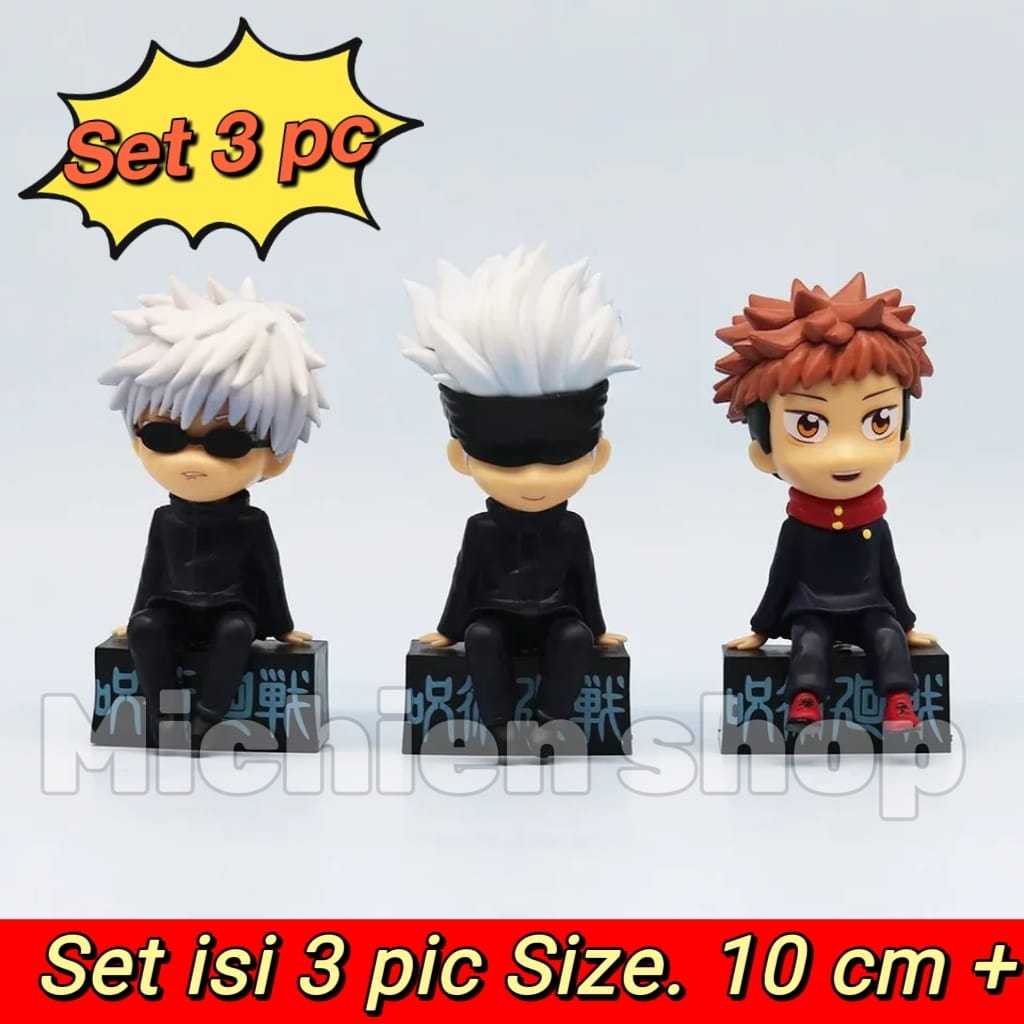 Jujutsu kaisen Figure Set Of 3 Pcs Itadori Yuji Gojo Satoru Sitting ...