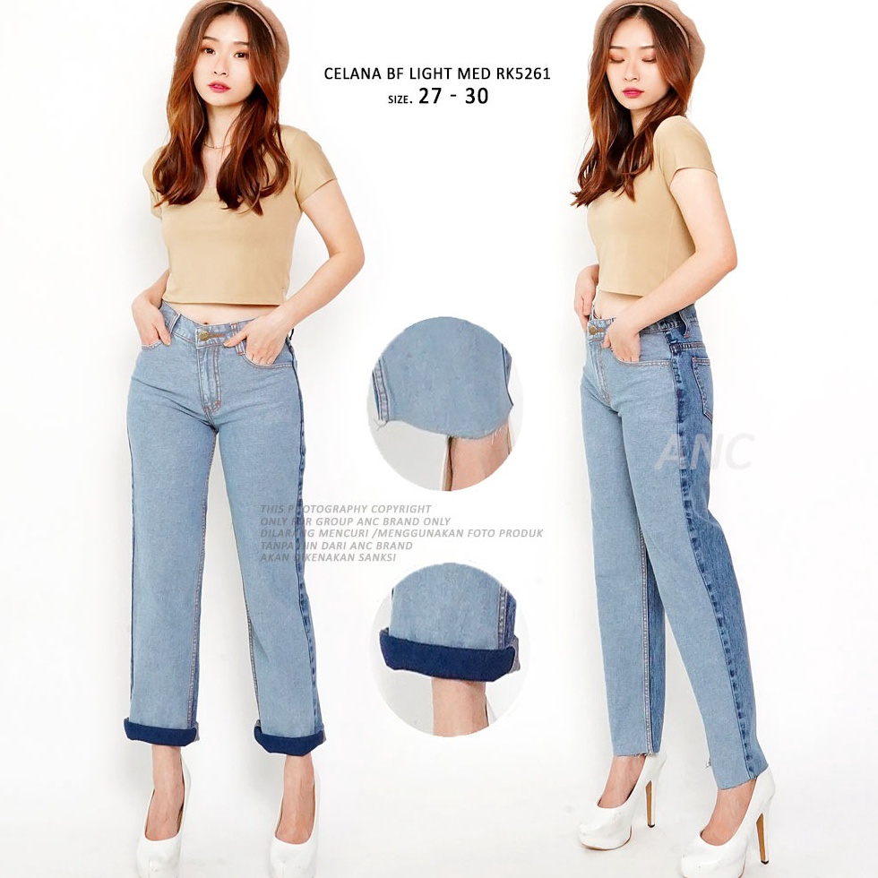 Okay Quality Boyfriend Jeans Two Color Pants BF Light Med RK5261 ...