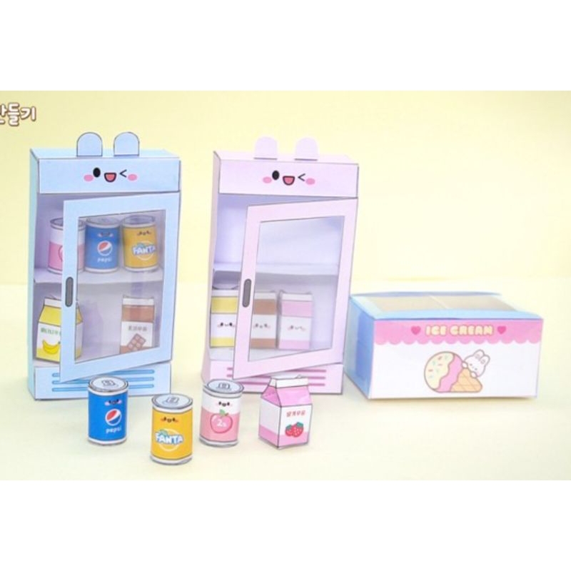 Educational toy refrigerator miniature papercraft pattern sheet (TC-B ...