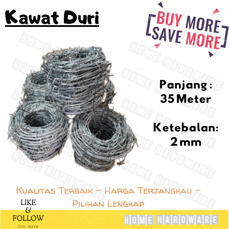 Galvanized Barbed Wire Fence 35 Meters 1 Roll/Fence Security Wire ...