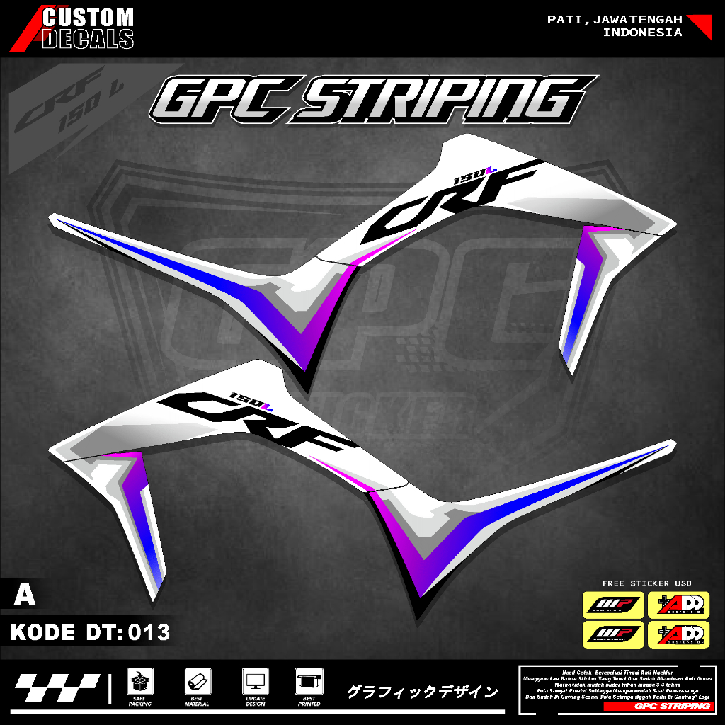 COOL SEMI CRF 150 L STRIPING STICKER GPC HONDA CRF 150L STRIPING - 013 ...