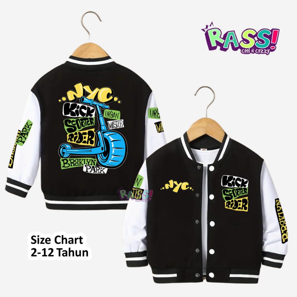 Rass KIDS JACKET BASEBALL KICK SCOOTER RIDER Boys Girls Age 2-12 ...