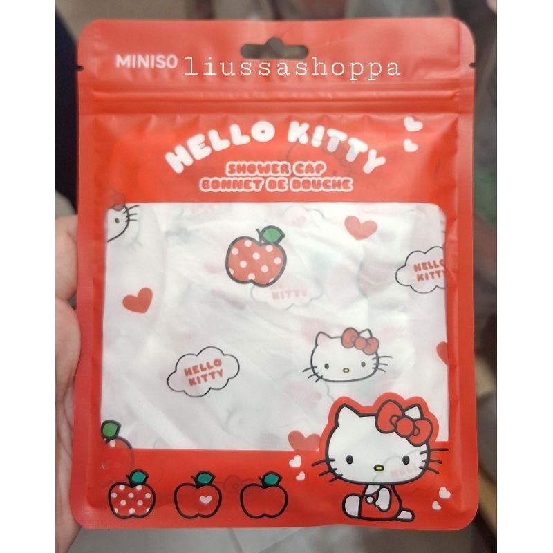 Miniso Shower Cap - Hello Kitty Apple Collection Shower Cap | Shopee ...