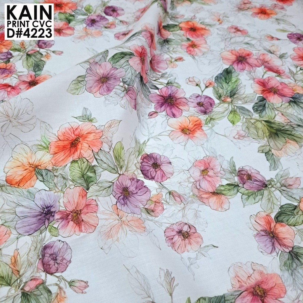 KATUN Cotton Fabric/CVC Cotton Fabric D-4223 (Per 0.5 meter) | Shopee ...