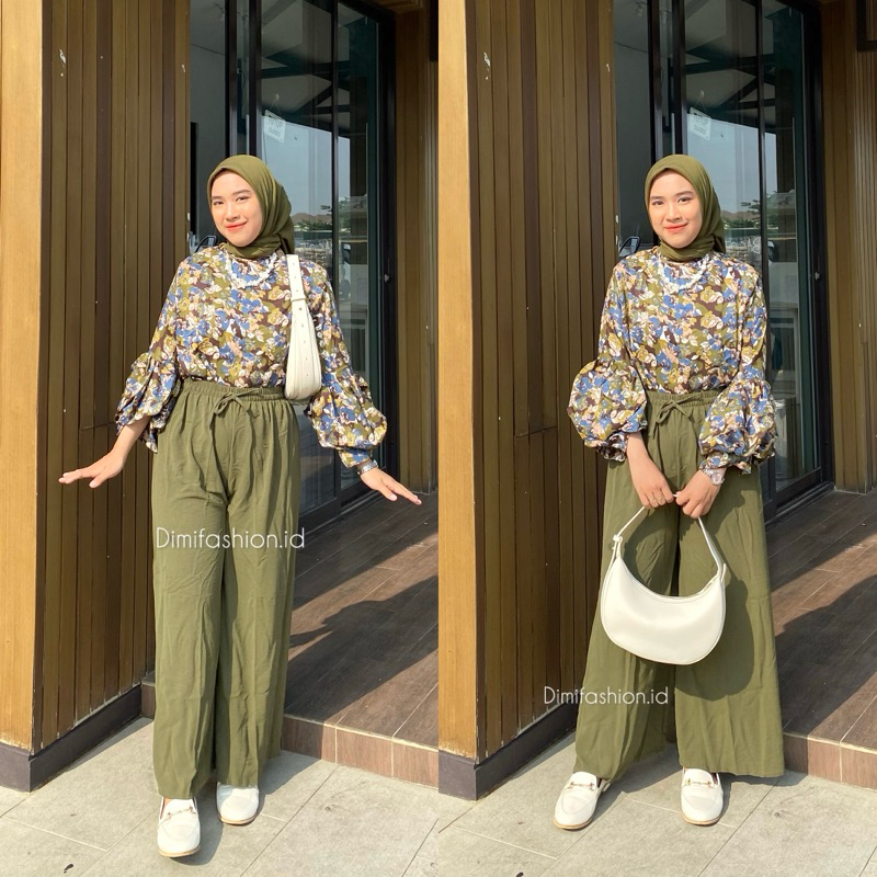 Yora SET (blouse+bella square+crinkle culottes) | Shopee Philippines