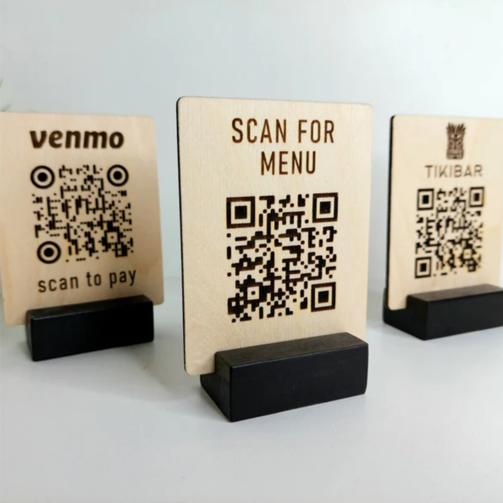 KAYU Cafe Accessories Wooden Barcode Sign / Wooden QR Code Sign ...