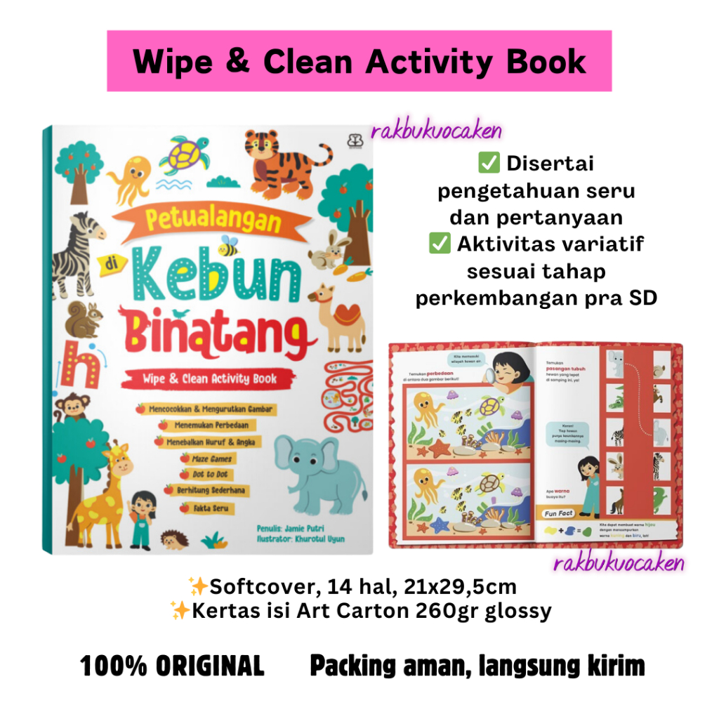 Wipe Clean Children's Activity Book - Book for Learning Fine Motor in ...