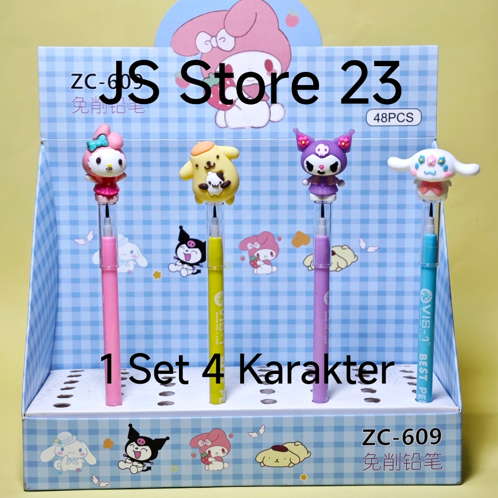 (4Pcs) Pencil Bensia Fancy Character Sanrio Kuromi My Melody CInnamon ...