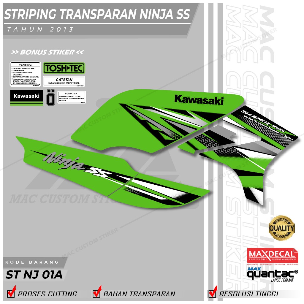 Ninja SS TRANSPARENT STRIP VARIATIONS - MAXDECAL NINJA SS UV ...