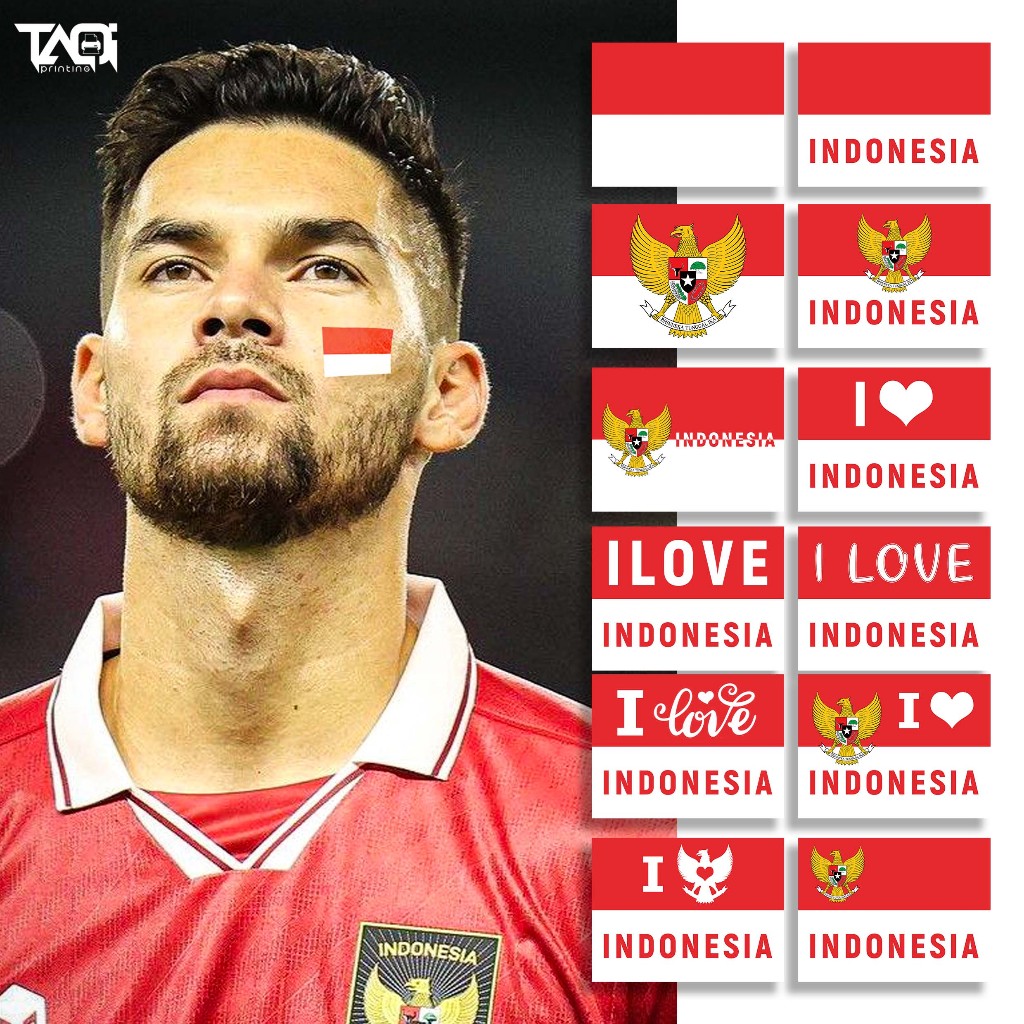 MERAH PUTIH Red And White Cheek Sticker I Love Indonesia/Flag Cheek ...