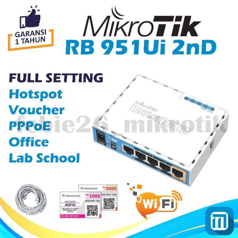 Mikrotik RouterBoard RB951ui-2nd Full Setting Hotspot Voucher and PPPoE ...