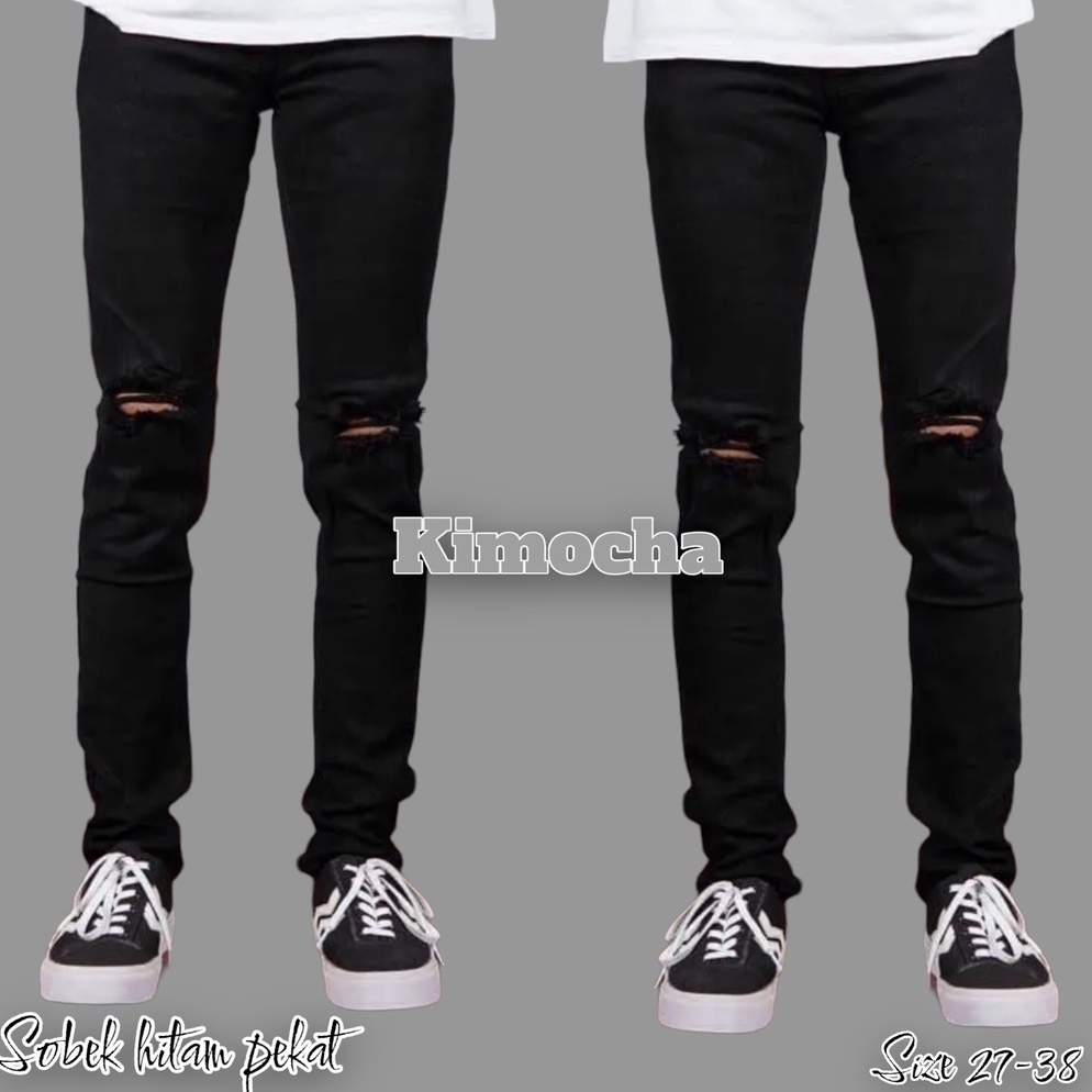 CODE N38B Men's Ripped Knee Jeans Men's Ripped Denim Pencil Pants Slim ...