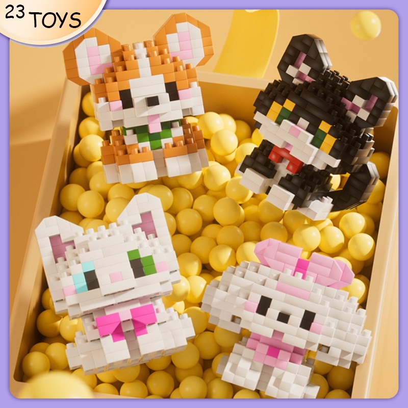 Dog Nano Blocks Pet Display Model Cat and Dog Series DIY Dog Building ...