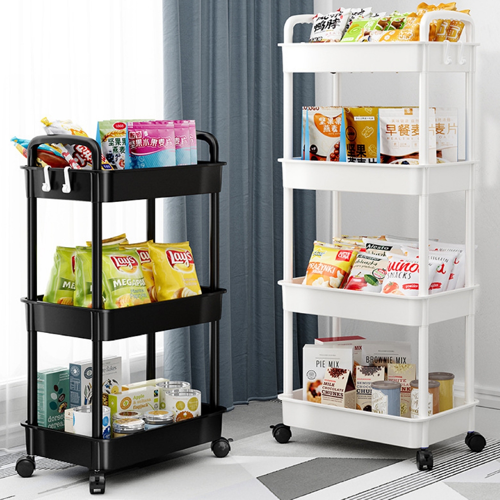 Bg SPORT Trolley Shelf 2 3 4 5 Tiers Wheeled Floor Shelf Multi-Purpose ...