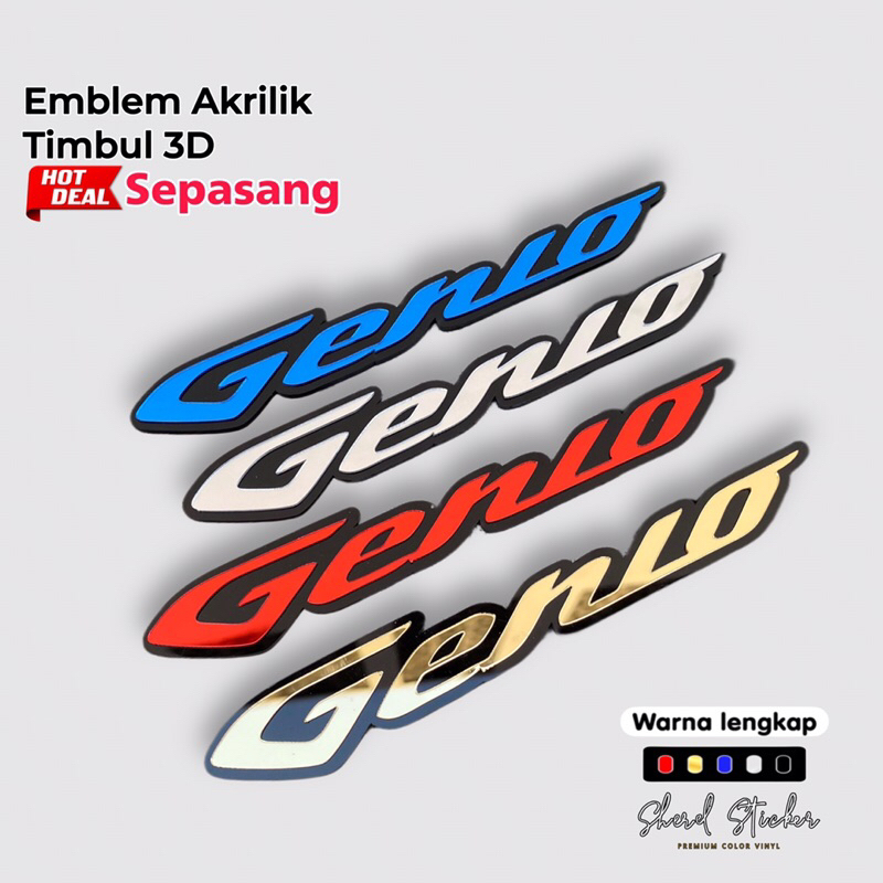 Genio aklik Emblem embossed honda genio logo sticker, right & left pair ...